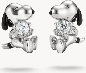 Thomas Sabo Peanuts Snoopy Ohrstecker mit wei&szlig;en Zirkonia in Silber, Wei&szlig;, Schwarz, Rot