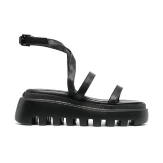 Vic Mati&eacute; Casual Schwarze Ledersandalen - - Shoes - Damen - Schwarzk - 41 EU