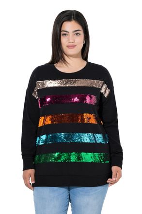 Angel Of Style Damen große Größen Übergrößen Plus Size Sweatshirt, Bequeme Passform, Pailletten-Streifen schwarz 48 846272100-48