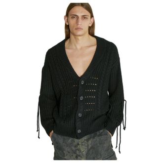 Guess Cable Cardigan mit Bindeb&auml;ndern - - Knitwear - Herren - Schwarzk - L