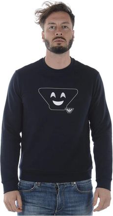 Emporio Armani Homme, Sweatshirts et sweats &agrave; capuche, Bleu, Taille: XL SweaT-shirt double jersey avec micro patch logo