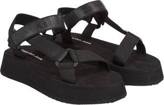 Calvin Klein Jeans Damen Sandalen Sommer, Schwarz (Black), 38