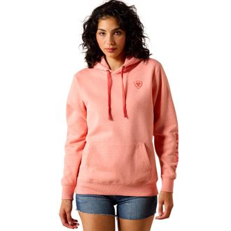 Ariat Womens Ariat Logo 2.0 Hoodie Long Sleeve in Peach Amber Heather, Size 2X-Large