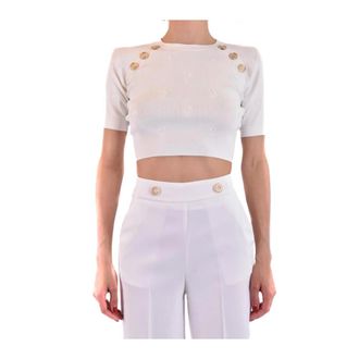 Pinko Kurz&auml;rmelige Strickmode mit Rundhalsausschnitt - - Knitwear - Damen - Wei&szlig; - S