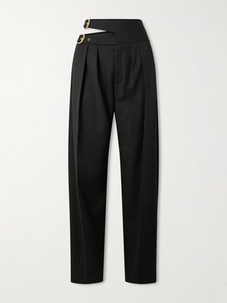 Chlo&eacute; Pantalon Fusel&eacute; En Laine Grain De Poudre &Agrave; D&eacute;coupe Et &Agrave; Boucles - Noir