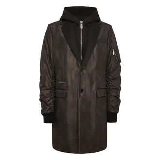 Philipp Plein Langer Baseball-Mantel - - Coats - Herren - Schwarzk - 2XL