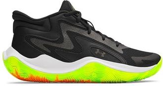 Under Armour JET 25, chaussures de sport unisexe, chaussures basket avec semelle interm&eacute;diaire Micro G, Unisexe, Black / Black / Metallic Black, 43