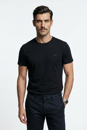GANT T-Shirt GANT CONTRAST LOGO, Herren, Gr. 4XL, schwarz, Web, Obermaterial: 100% Baumwolle, unifarben, regular fit normal, Rundhals, eingesetzt abgestepp
