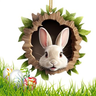 Generic Aufh&auml;ngbare 2D-Acryl-Osterdekoration - Osterhasen-Ornamente | Ostern Ornament | Osterhasen-Ornamente, Hasen-Dekorationen, mehrfarbige h&auml;ngende Ornamen