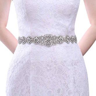 TOPQUEEN Glitzer Kristall Strass G&uuml;rtel Satin Sch&auml;rpe Brautg&uuml;rtel f&uuml;r Hochzeit Party Brautjungfernkleider (Schwarz)