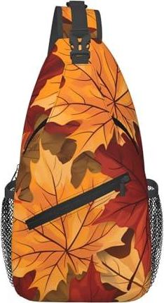 Generic Sacoche Bandouliere Feuilles d&eacute;rable aux couleurs de lautomne Durable Sling Sac &agrave; Bandouli&egrave;re Polyester Sac Poitrine pour Camping Homme &eacute;cole