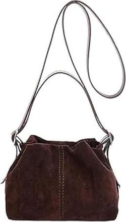 Generic garhomtur Sac à bandoulière vintage en daim synthétique pour femme, sac besace souple avec sangle réglable, sac à main à bandoulière plissé, sac à mai