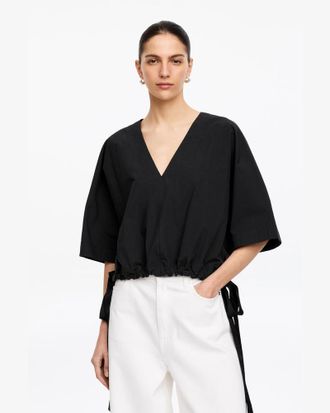 Arket Baumwolloberteil Mit Kordelzug -Schwarz