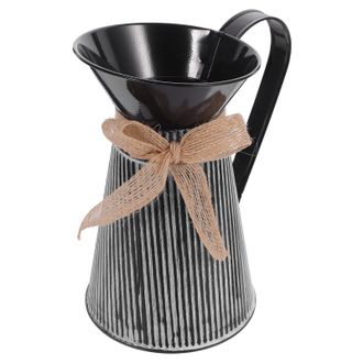 NUOBESTY Blumenk&uuml;bel aus Metall Vintage Stil Dekorativer Eisen Blumentopf f&uuml;r Trockenblumen und Frische Str&auml;u&szlig;e Stabiler Boden Schwarz Pflanzgef&auml;&szlig; f&uuml;r Wohndeko