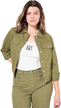 STUDIO UNTOLD Damen gro&szlig;e Gr&ouml;&szlig;en &Uuml;bergr&ouml;&szlig;en Plus Size Jeansjacke, Regular Shape, Twill, 4 Taschen moselgr&uuml;n 54+ 839263630-54+