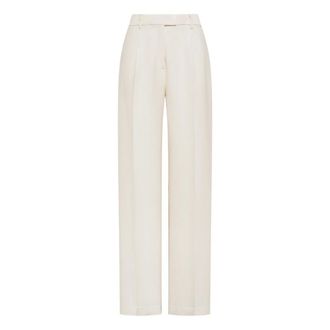 Seventy Femme, Pantalons, Blanc, Taille: 44 FR Pantalon long en viscose cr&ecirc;pe micro-relief