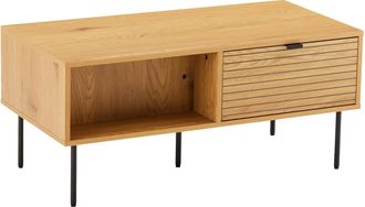 Happy Garden Couchtisch STINNA aus Spanplatte, Beine aus schwarzem Stahl, 2 T&uuml;ren, 2 Regale