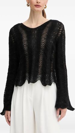 Twin-Set Gestrickter Pullover mit Muschelsaum - Schwarz