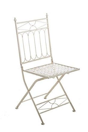 Clp Chaise de Jardin Pliable ASINA - Chaise de Balcon en Fer Forg&eacute; avec Hauteur dAssise 48 cm - Meuble de Terrasse et pour Usage Ext&eacute;rieur - Co, Couleur:c