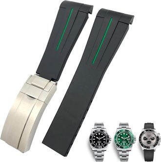 Generic 20 mm 21 mm Gummi-Uhrenarmband passend für GMT Sportuhrenarmband mit gebogenem Ende