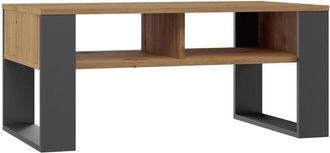 Topeshop Aurea - Rechteckiger Couchtisch im Loftstil - Abmessungen 90x58x50 cm - Couchtisch mit 2 Regalen