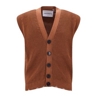 Amaranto Stilvolle Braune Baumwollstrickweste - - Knitwear - Herren - Braun - L