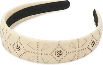 Kazar Cremefarbenes Lederhaarband mit Lochmuster - - Accessories - Damen - Beige - ONE SIZE