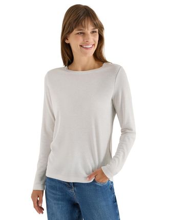Cecil Damen 3227751 Glitzerndes Jersey Shirt, Light Greige, XXL