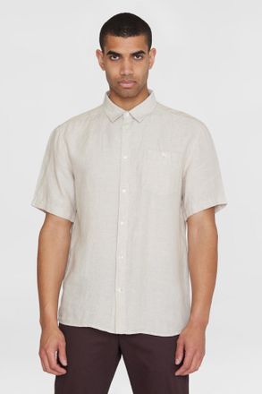 Knowledge Cotton Apparel Herren vegan Kurzarmhemd Custom Fit Light Feather Gray