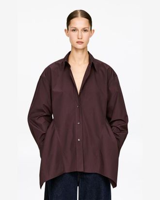 Arket Baumwollhemd Mit Volants -Braun