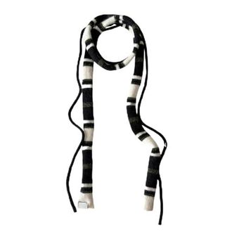 Generic &Eacute;charpe fine &agrave; rayures multicouches, cache-cou en tricot, foulard d&eacute;coratif pour et, Noir, taille unique