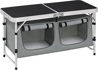 Woltu Table de Pique Nique Pliante avec Compartiments de Rangement, Table de Jardin Portable et R&eacute;glable en Hauteur, pour 4 &agrave; 6 Personnes, en Aluminium, Noi