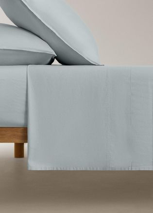 Mango Drap plat en satin &agrave; double surpiq&ucirc;re Lit 180/200 cm vert d&acute;eau - Home - Lit 180/200 cm - MANGO HOME