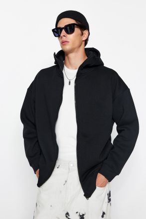 Trendyol MAN Herren Schwarz Einfarbig Lang Oversize Sweatshirts