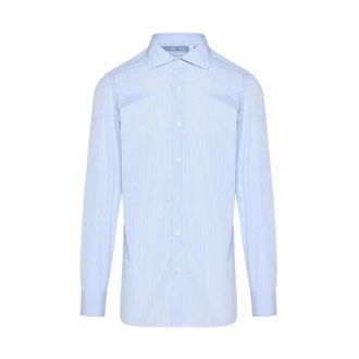 Finamore Homme, Chemises, Bleu, Taille: 2XL Shirt 170.2