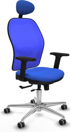 Piqueras y Crespo B&uuml;rostuhl mit 2D-Armen, h&ouml;henverstellbare Lendenwirbelst&uuml;tze und festes Kopfteil, ausgestattet mit Syncro/Traslack und injiziertem Schaumstoff, Blau/B