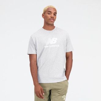 New Balance Homme Essentials Stacked Logo Cotton Jersey Short Sleeve T-Shirt en Gris, Coton, Taille XL