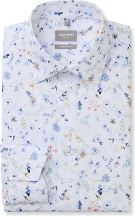 Olymp Herren Oberhemd Langarm Luxor,Digitaldruck auf Uni,466 Comfort Fit 20,13 New Kent,Weiss 00,52