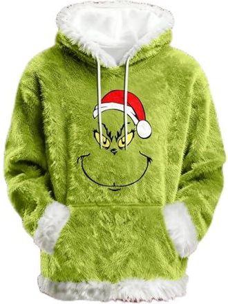 Generic Le Grinch Sweat A Capuche Femme Moche Adulte Chaud Pilou Plaid The V&ecirc;tements Femmes Polaire Deguisement Christmas Sweatshirts De Noel Hiver Pull No&euml;l 