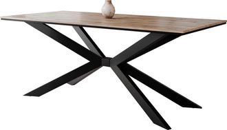 Mirjan24 Tisch Frolen, Praktischer Esszimmertisch, Wohnzimmertisch, K&uuml;chentisch, Schwrz Metallbeine, Tisch f&uuml;r Esszimmer, Essgruppe (Wotan Eiche/Schwarz)