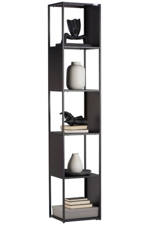 CARRYHOME Regal, Schwarz, Metall, 4 F&auml;cher, 37x188x30 cm, Beim&ouml;bel erh&auml;ltlich, stehend, Wohnzimmer, Regale, B&uuml;cherregale