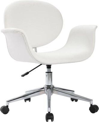 vidaXL Chaise pivotante de bureau Blanc Similicuir Vidaxl