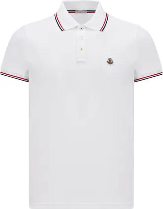 Moncler Moncler Tricolour-trimmed Cotton Piquet Polo Shirt, Men, White, Size: 3xl