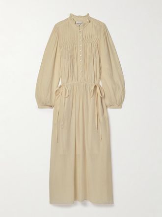 Isabel Marant Dalida Midikleid Aus Voile Aus Einer Baumwollmischung Mit Smokarbeit - Neutral