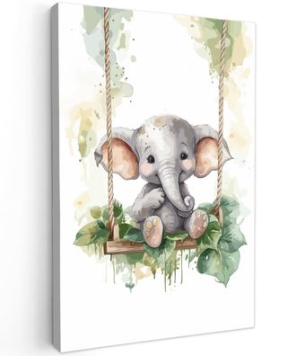 MuchoWow © Leinwand Klein 20x30 cm Mini Deko Schlafzimmer Aesthetic Leinwandbilder Wohnzimmer Gemälde Foto Geschenk Living Room Decoration Elefant - Tier - Kin