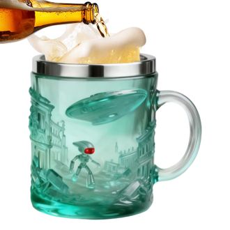 Generico Kaffeetasse, 200 ml, Alien-Tasse, gepr&auml;gtes 3D-Getr&auml;nkegeschirr, sch&ouml;ne Kaffeetassen mit Edelstahlrand, f&uuml;r Zuhause, K&uuml;che, Fr&uuml;hst&uuml;ck, Reisen, Party, 