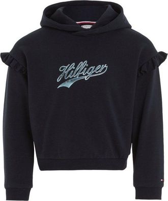 Tommy Hilfiger Hoodie HILFIGER SCRIPT RUFFLE HOODIE mit Rüschen an den Ärmeln