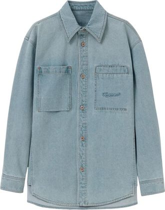 Wooyoungmi Wooyoungmi, Homme, Chemises, Bleu, Taille: S Flower Back Logo Denim Shirt
