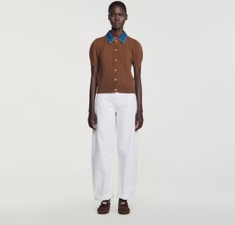 Sandro Cardigan &agrave; col en denim