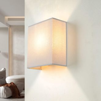 Licht-Erlebnisse Wandleuchte Modern ALICE Stoff Grau Loft Design blendarm E27 Up Down Wandlampe Wohnzimmer Schlafzimmer Flur